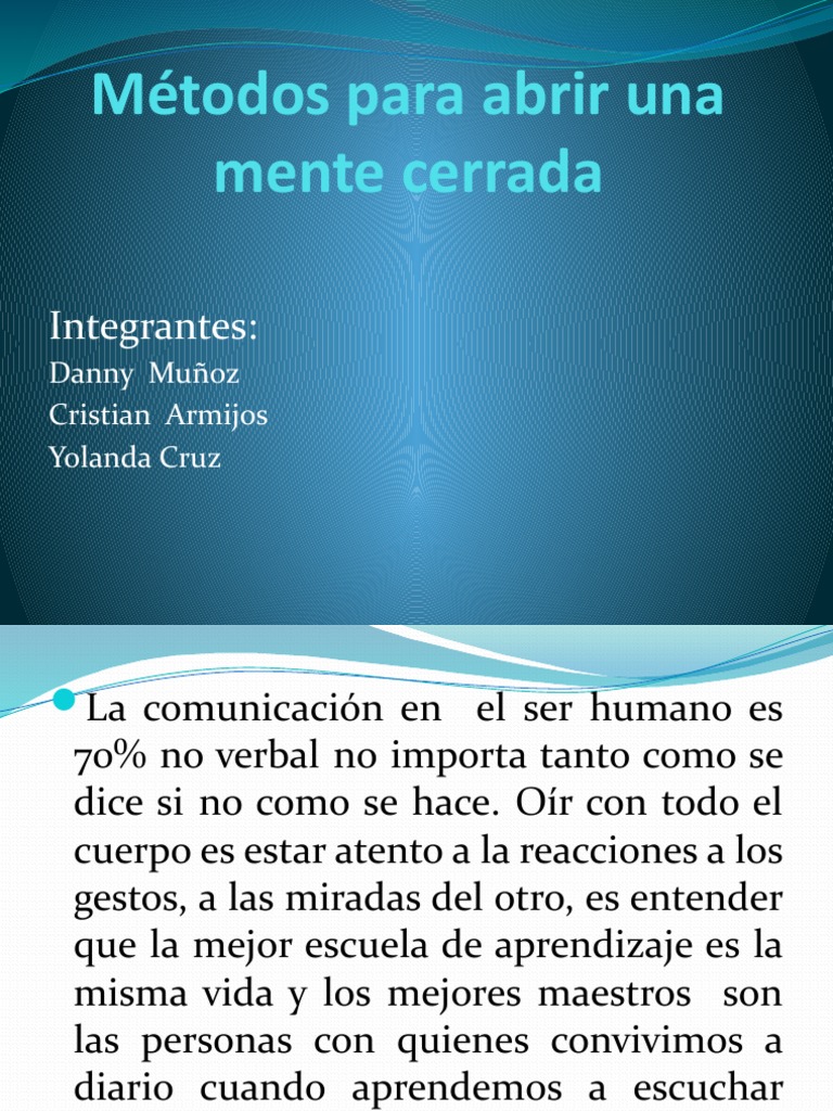 Métodos para Abrir Una Mente Cerrada | PDF