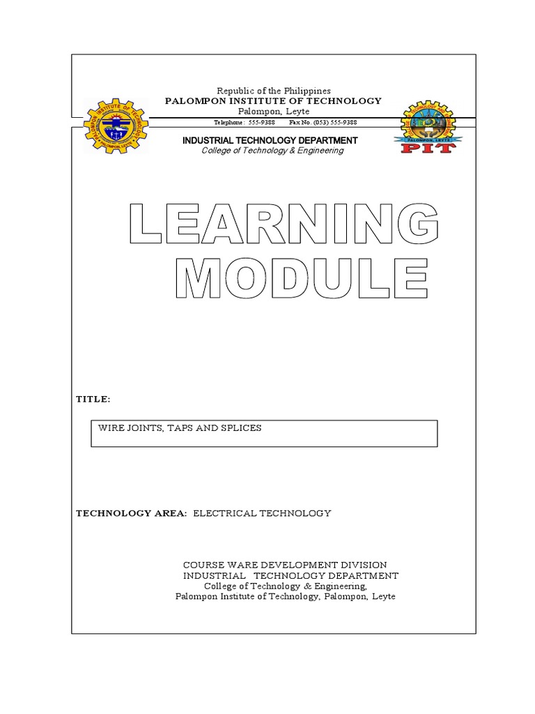 Learning Module - Joints, Taps and Splices | PDF | Wire | Electrical Wiring