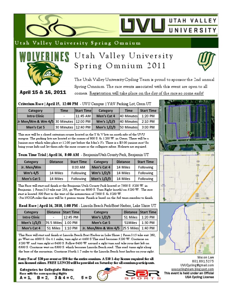 UVU Race Details | PDF | Cycle Racing | Racing
