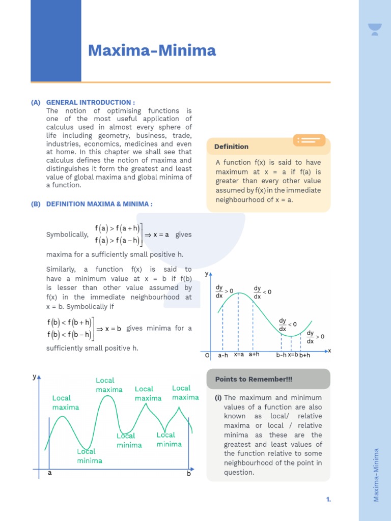 Maxima Minima Lectunre Notes Download Free Pdf Maxima And Minima