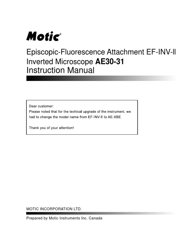 Instruction Manual: Episcopic-Fluorescence Attachment EF-INV-ll ...