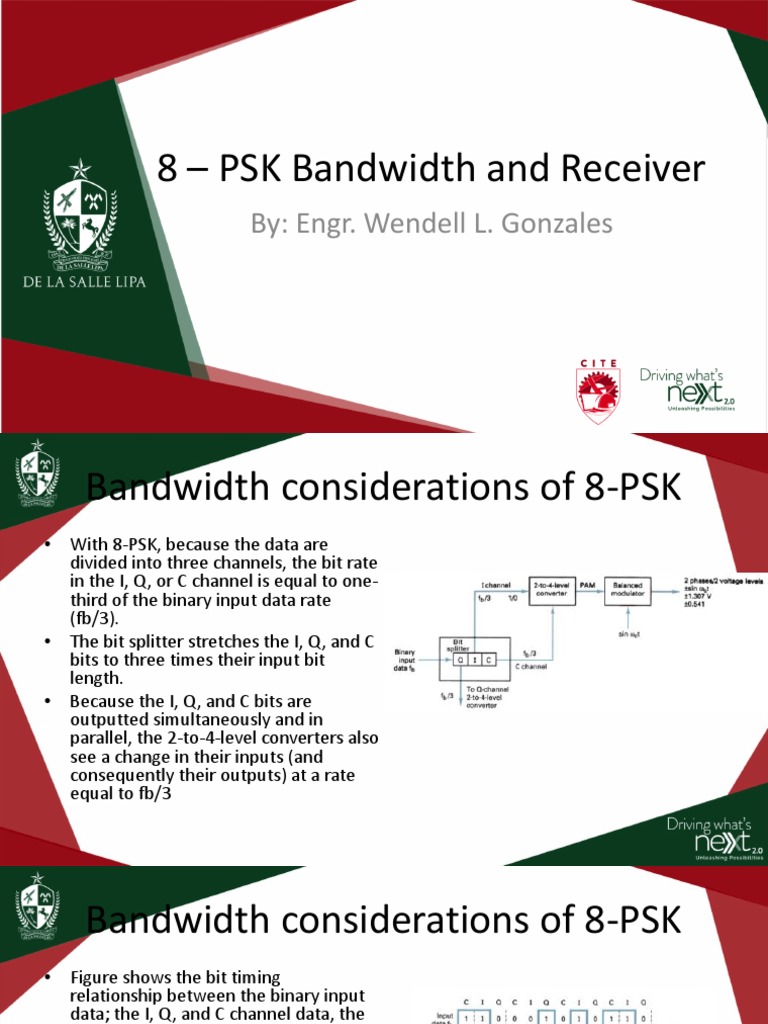 8-PSK Bandwidth and Receiver Analysis | PDF | Modulation | Detector (Radio)