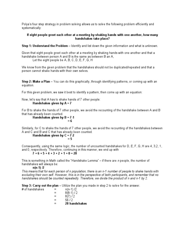 Polya's Four Step Problem Solving - Group 7 | PDF | Mathematics | Hand