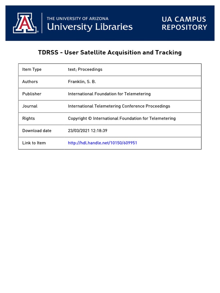 TDRSS - User Satellite Acquisition and Tracking | PDF | Unified S Band | Modulation