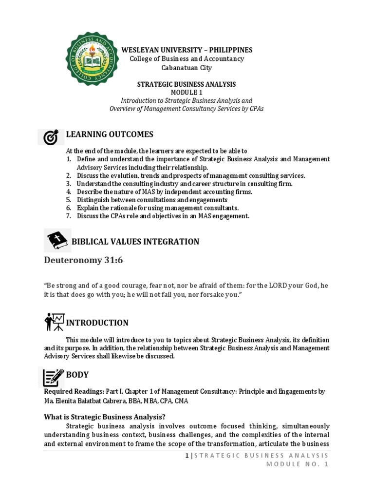 MODULE 1 Introduction To Strategic Business Analysis and Overview To ...