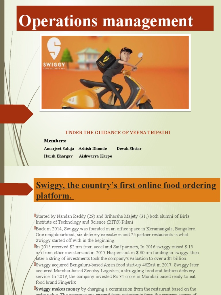 Swiggy Operations Management Overview | PDF | Business | Economies