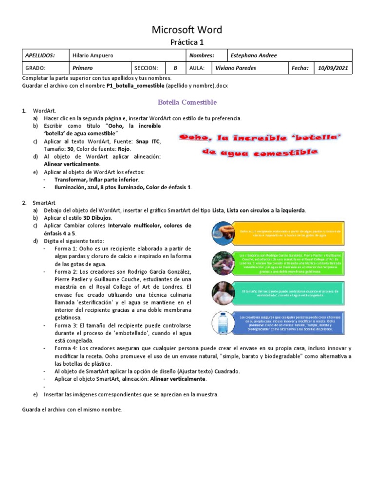 P1 - Botella - Comestible ESTEPHANO HILARIO | PDF