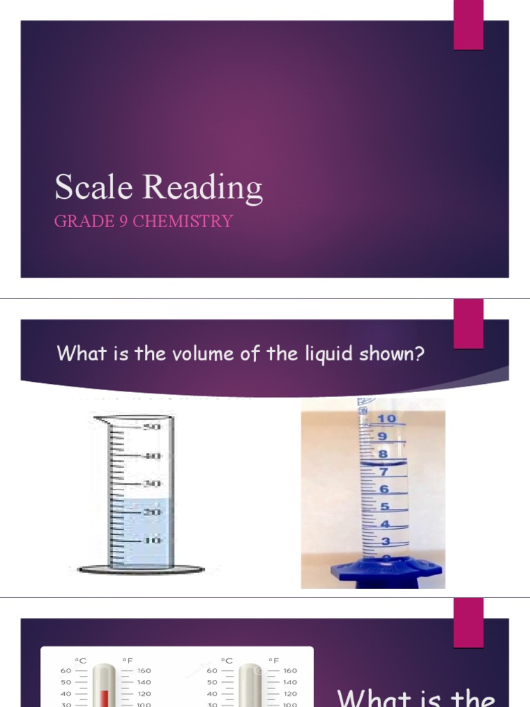 Scale Reading: Grade 9 Chemistry | PDF