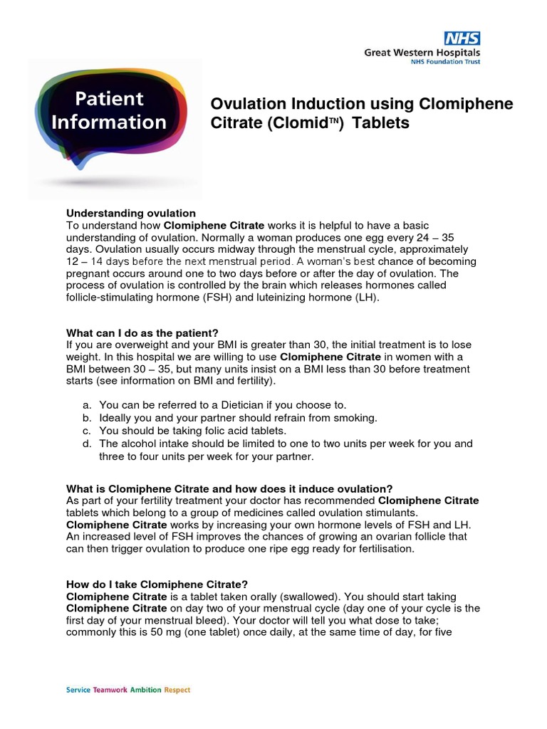 Ovulation Induction Using Clomiphene Citrate (Clomid) Tablets | PDF ...