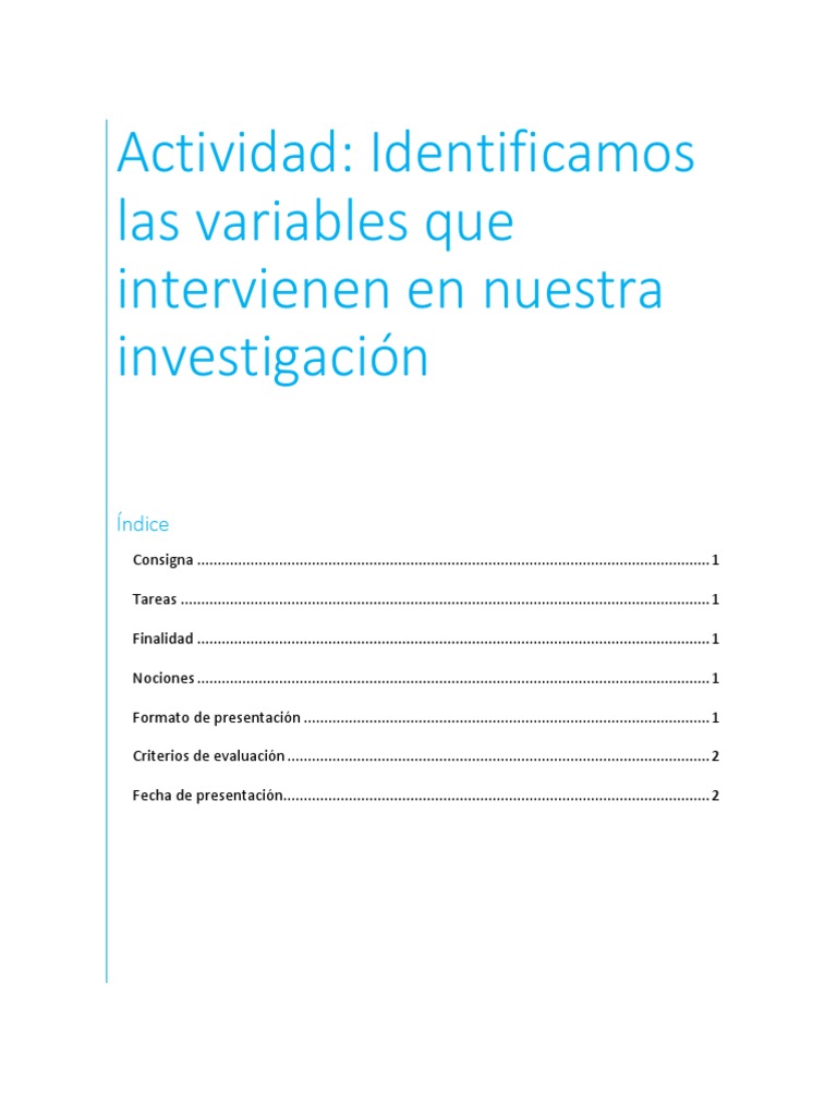 Actividad - Identificamos Las Variables Que Intervienen en Nuestra ...