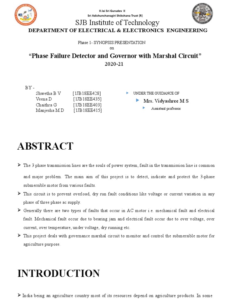 Phase Failure Detector and Governor With Marshal Circuits | PDF ...