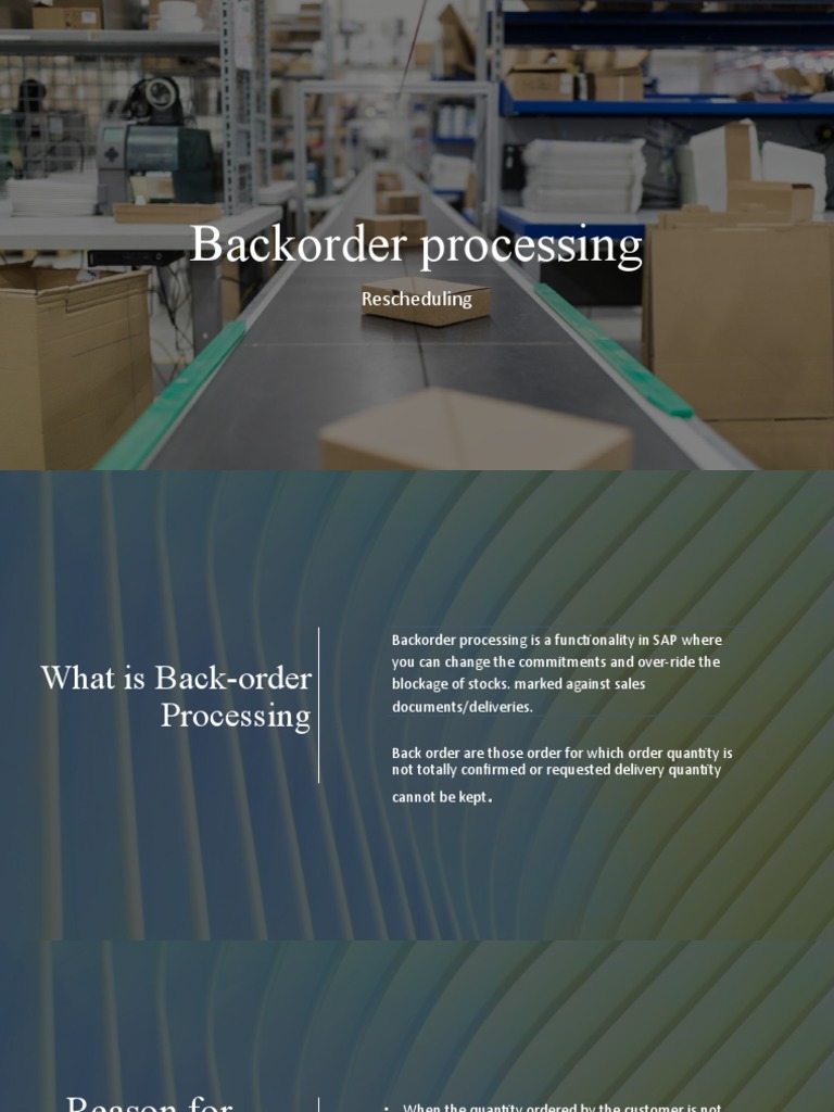 Back Order Processing in SAP | PDF | Sales | Inventory