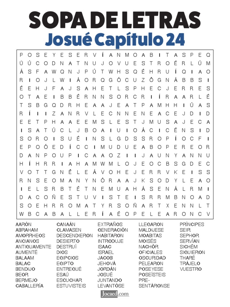 Josue 24 Sopa De Letras Pdf Santos Cristãos Do Antigo Testamento