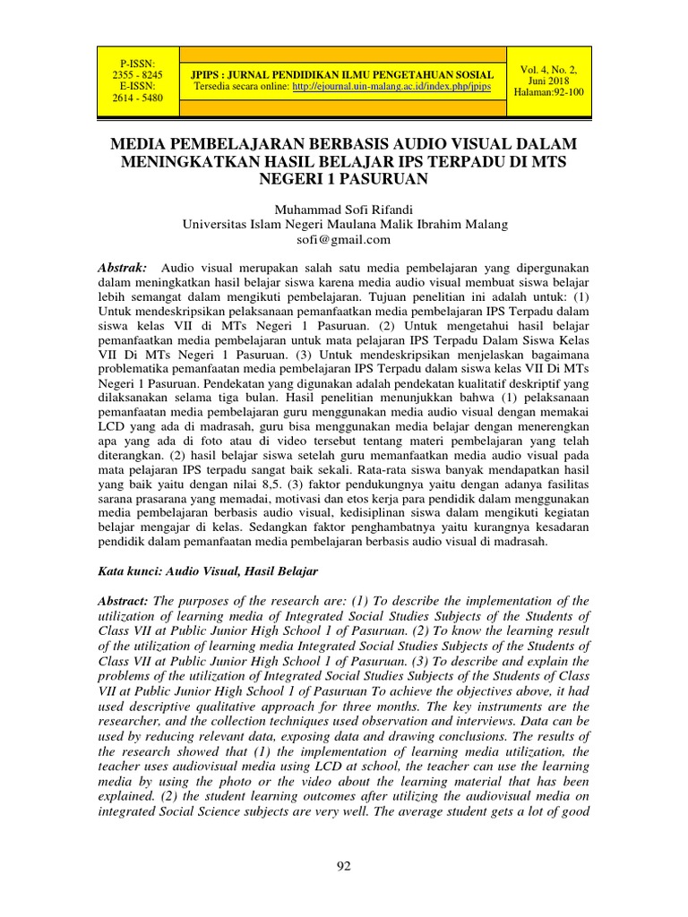 Media Pembelajaran Berbasis Audio Visual Dalam Men | PDF | Ilmu Sosial