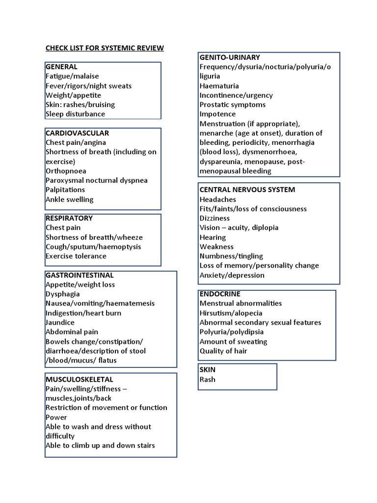 Check List For Systemic Review | PDF
