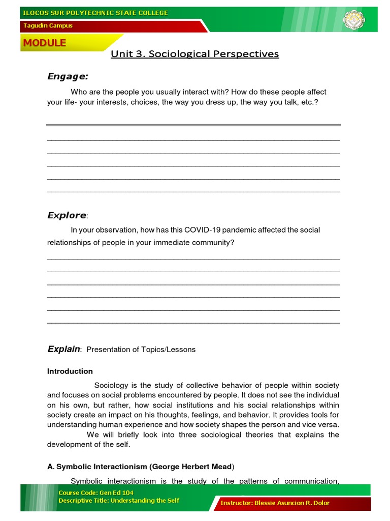 3 Gen Ed 104 Sociological Perspective | PDF | Sociology | Mental Processes