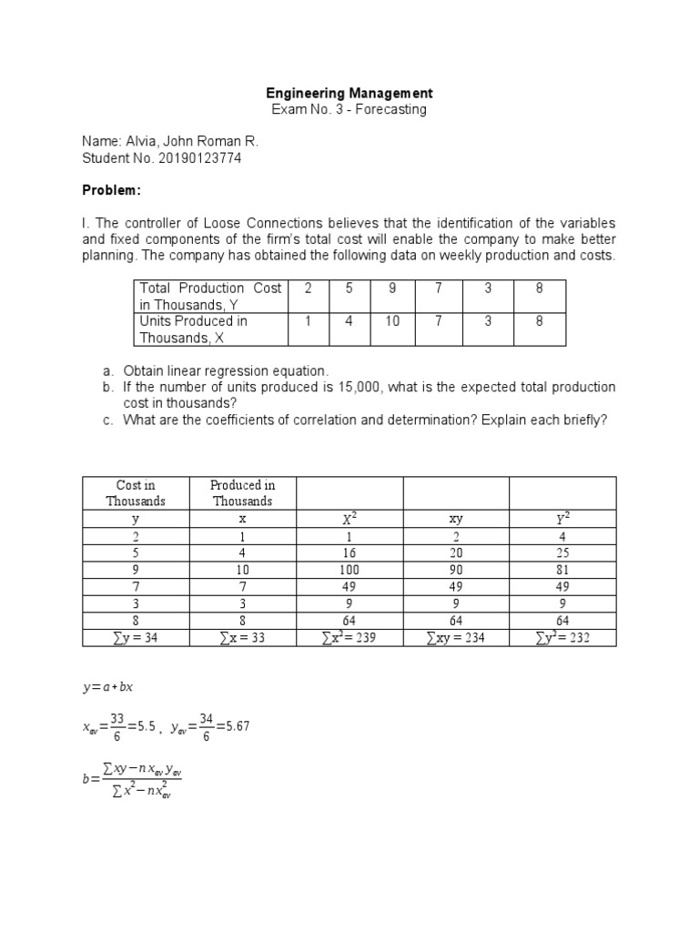 Engineering Management | PDF | Correlation And Dependence | Coefficient Of Determination
