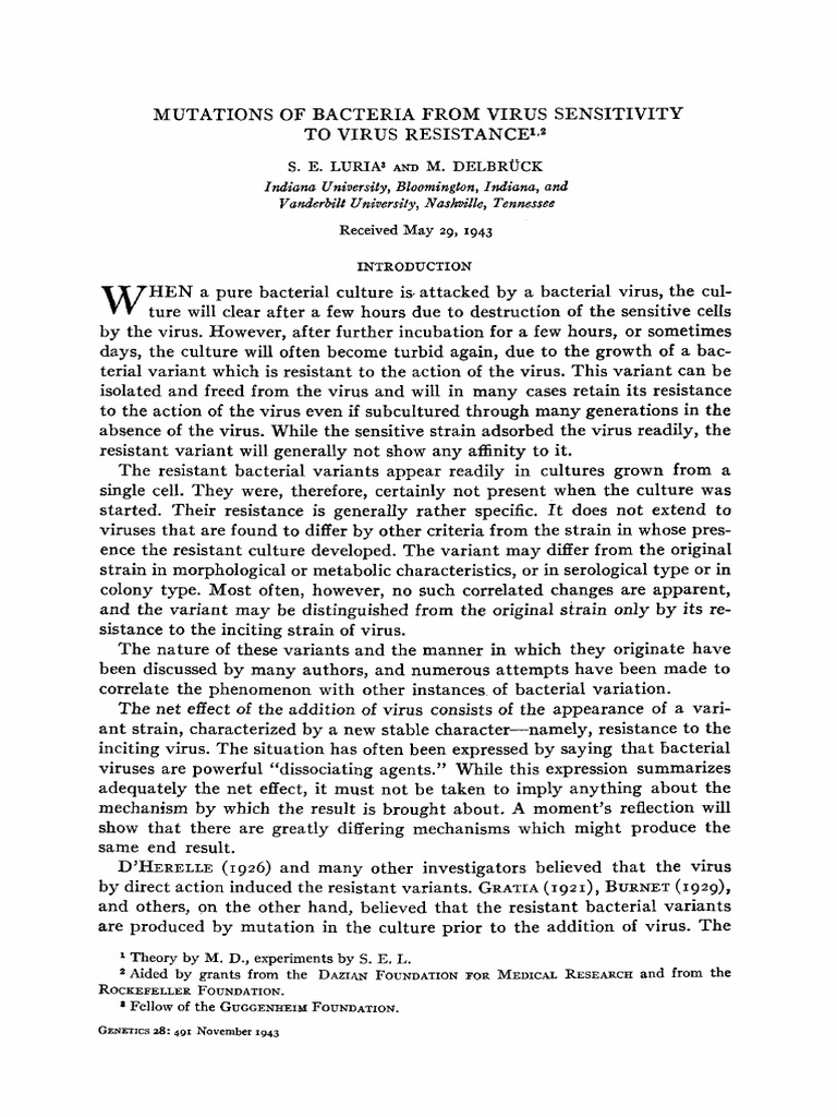 Luria Delbruck Experiment | Download Free PDF | Variance | Virus