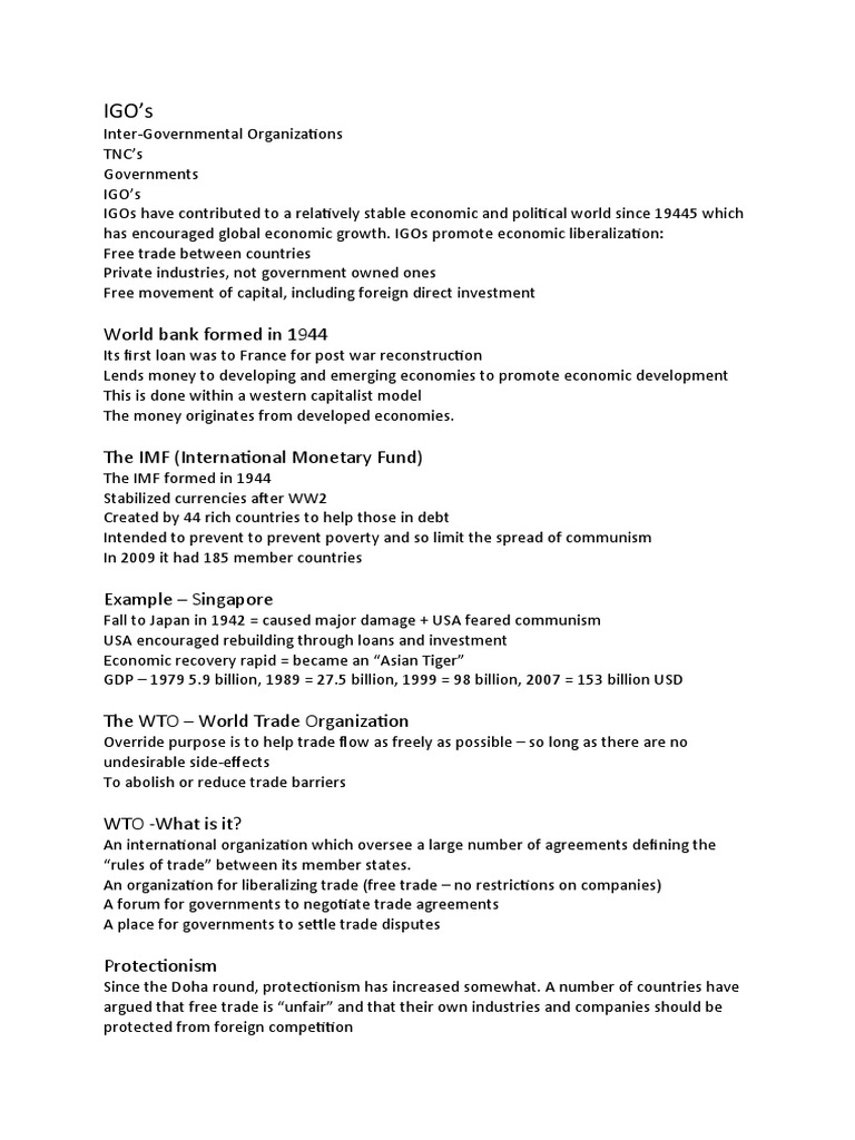 IGO's: World Bank Formed in 1944 | PDF | World Trade Organization | Trade