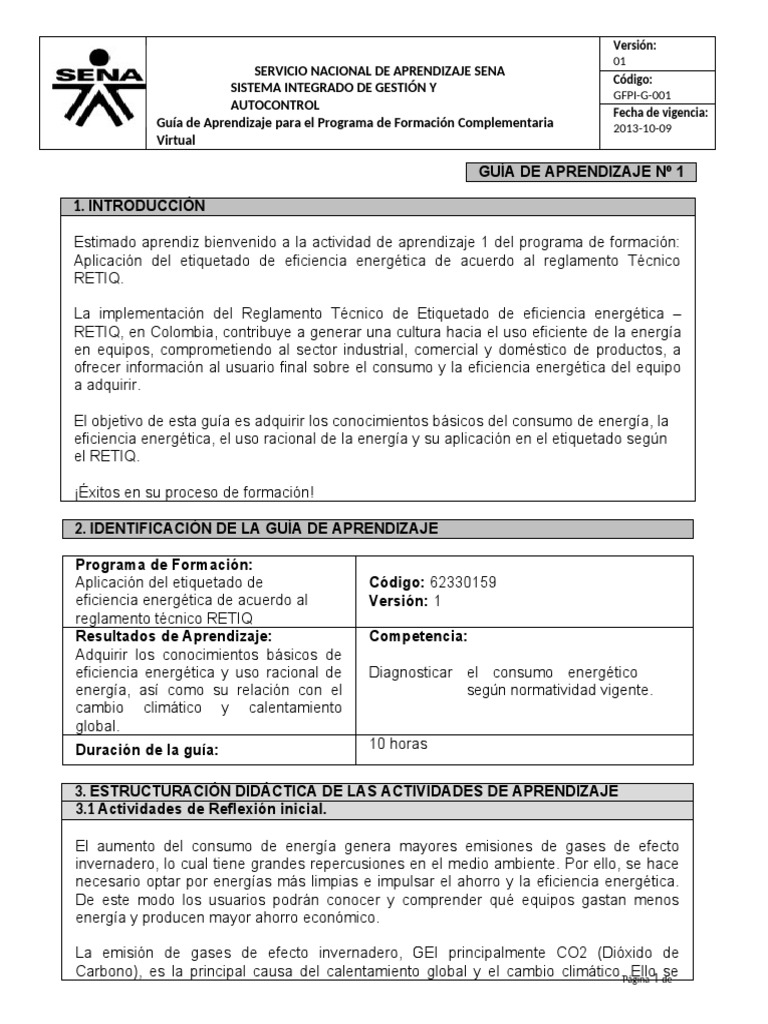 Guia 1 Retiq | PDF | Energía renovable | Gases de efecto invernadero