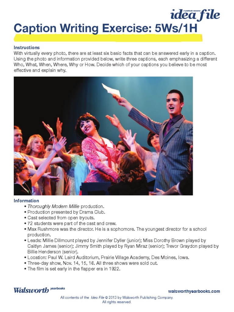 Caption Writing Exercise.5Ws.1H | PDF