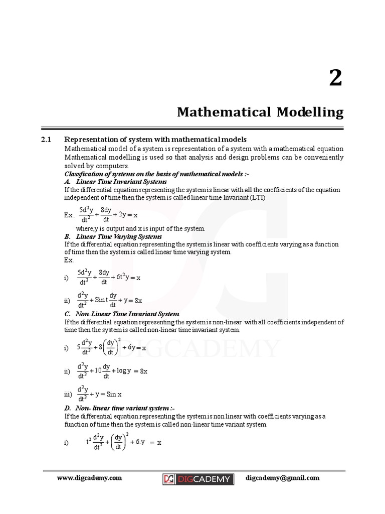 Mathematical Modeling in Engineering | PDF | Rotation Around A Fixed ...