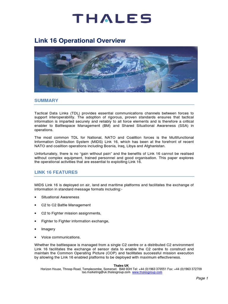 Link 16 Overview: Tactical Data Link Lifecycle | PDF | Computer Network ...