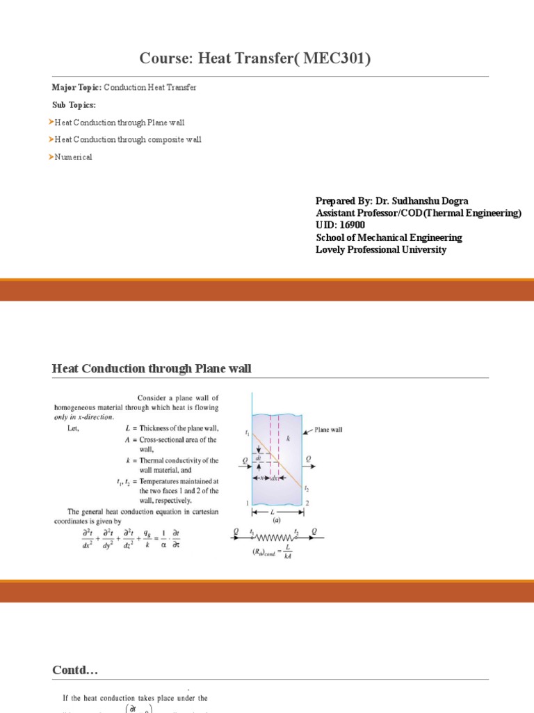 Heat Transfer in Plane Walls | PDF