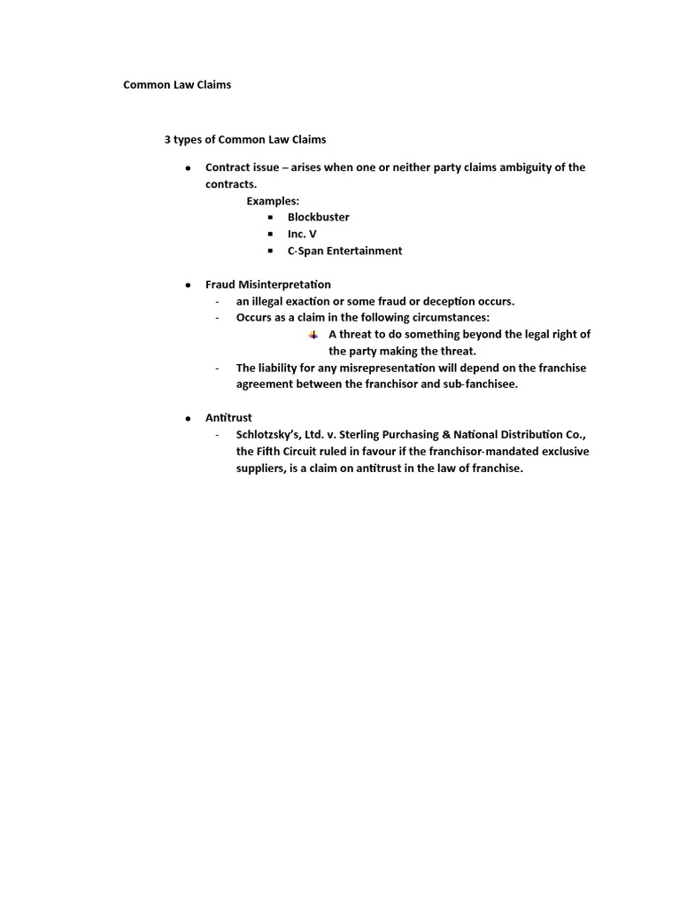 Common Law Claims | PDF