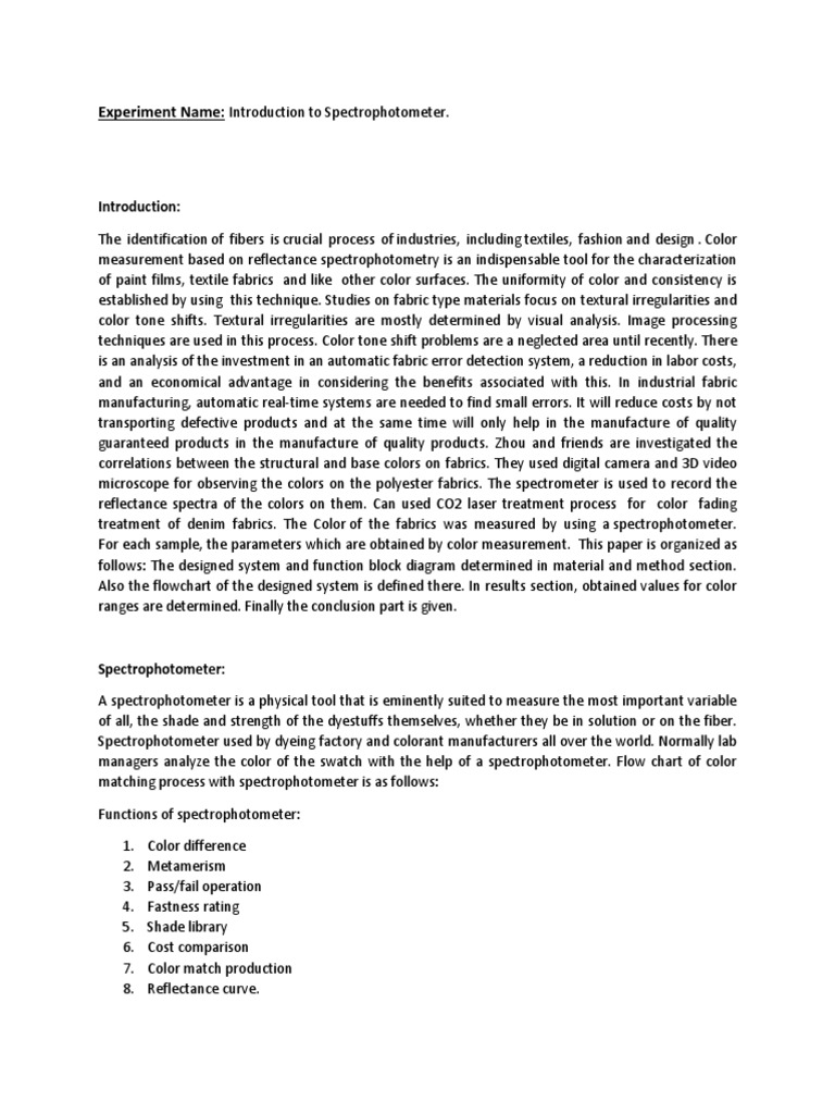 Spectrophotometer in Textile Color Analysis | PDF | Spectrophotometry ...