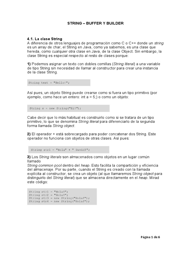 POOJ String Buffer y Builder | PDF | Objeto (informática) | Java ...