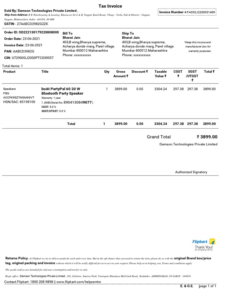 Boat Party Pal 60 Invoice | PDF | Taxes | Economies