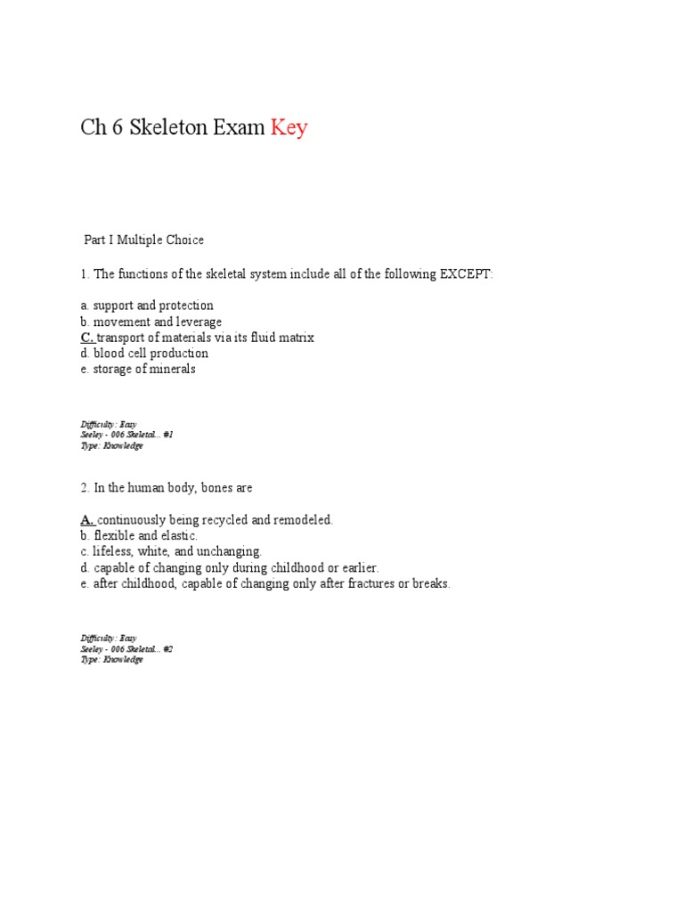 Test Rev Answers | Download Free PDF | Bone | Vertebra