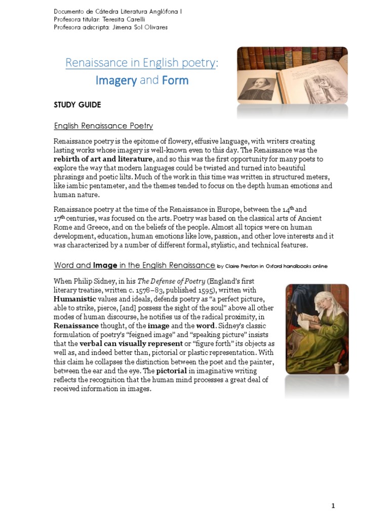 English Renaissance Poetry: Imagery & Form | PDF | Poetry | Renaissance