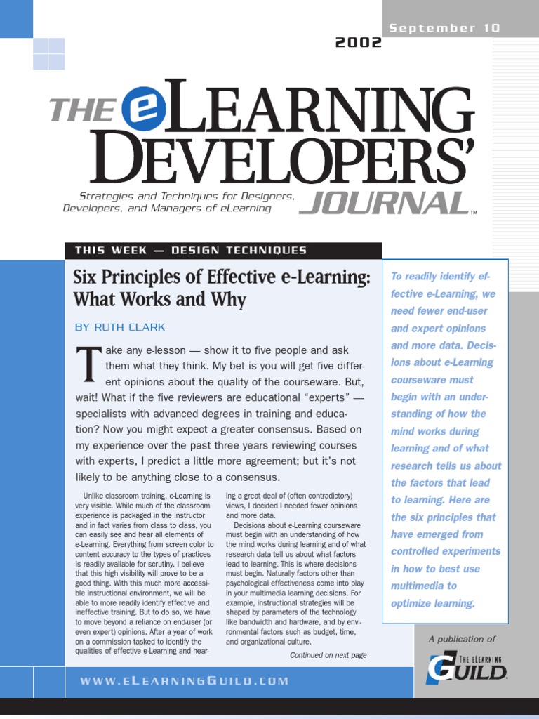 Six Principles of Effective E-Learning: What Works and Why | PDF