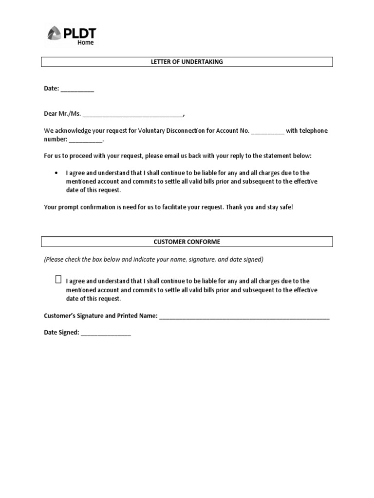 PLDT Letter of Undertaking | PDF