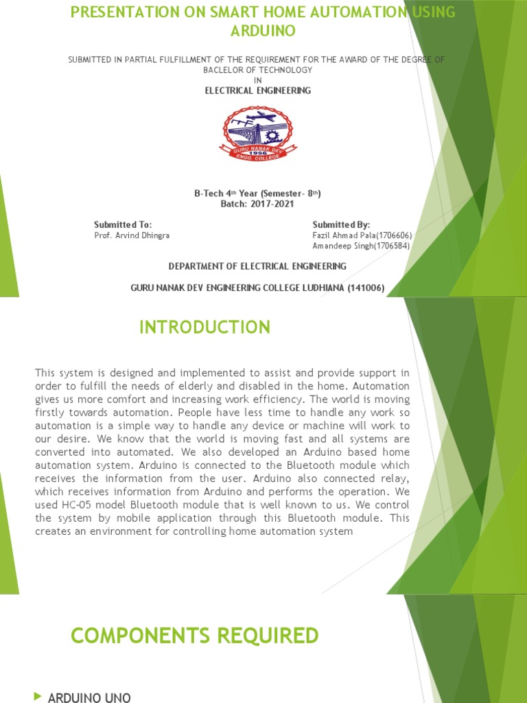 Presentation On Smart Home Automation Using Arduino Pdf Android Operating System Arduino