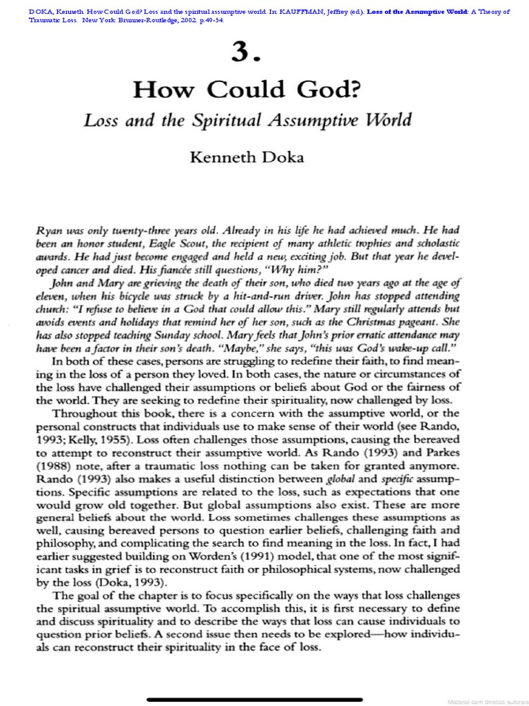 (Capítulo) DOKA, Kenneth. Loss and The Spiritual Assumptive World | PDF