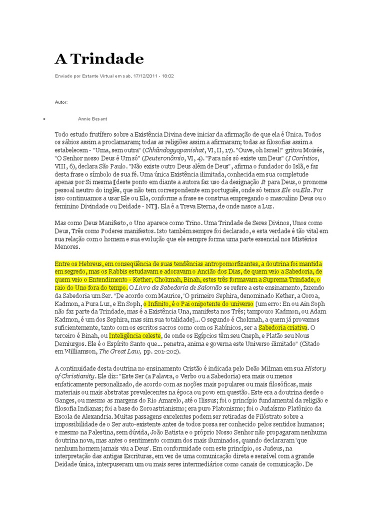 A Trindade | PDF | Trindade | Deus