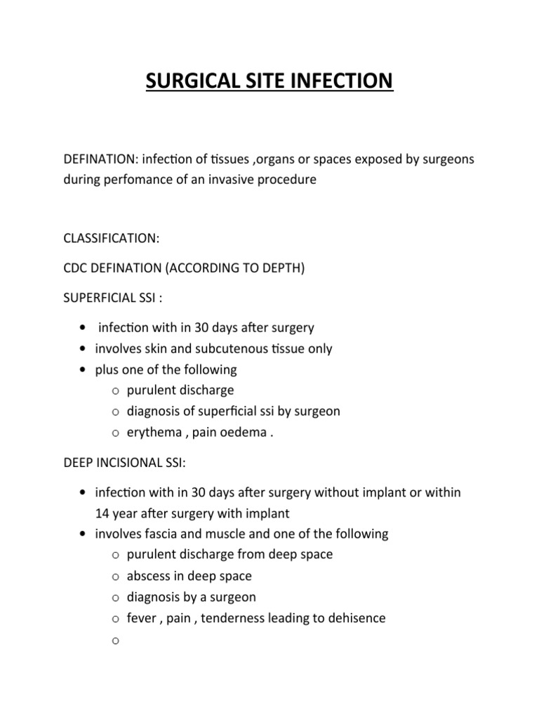 Surgical Site Infection | PDF | Surgery | Wound