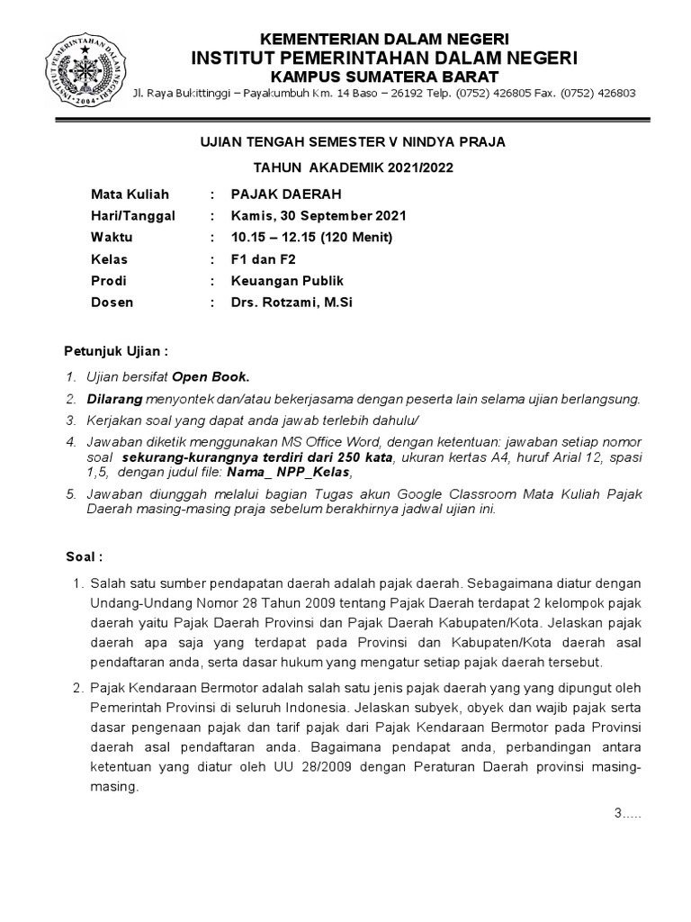 Uts Pajak Daerah | PDF