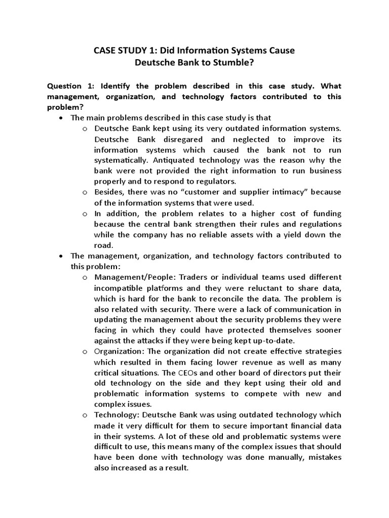Case Study 1 | PDF | Strategic Management | Banks