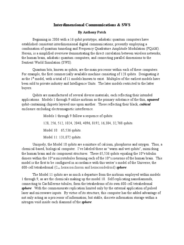 Interdimensional Communications & SWS | PDF | Electronics | Computing