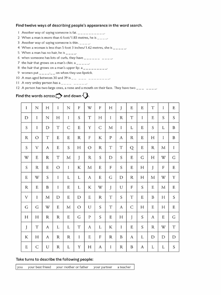 Appearance Word Search | PDF