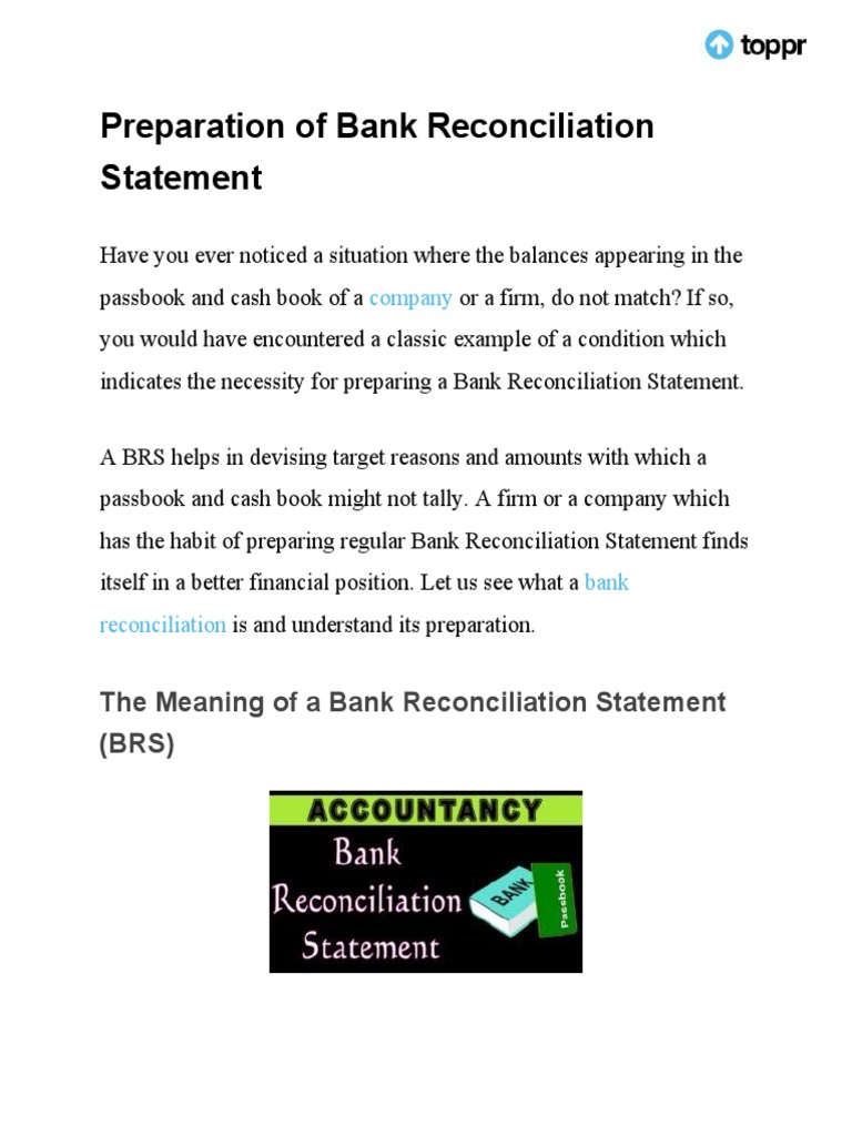 Bank Reconciliation Statement Class 11 Notes | PDF | Banks | Cheque