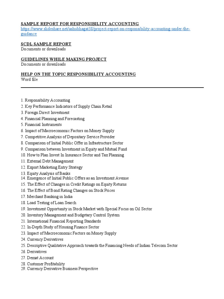 Sample Report For Responsibility Accounting | PDF