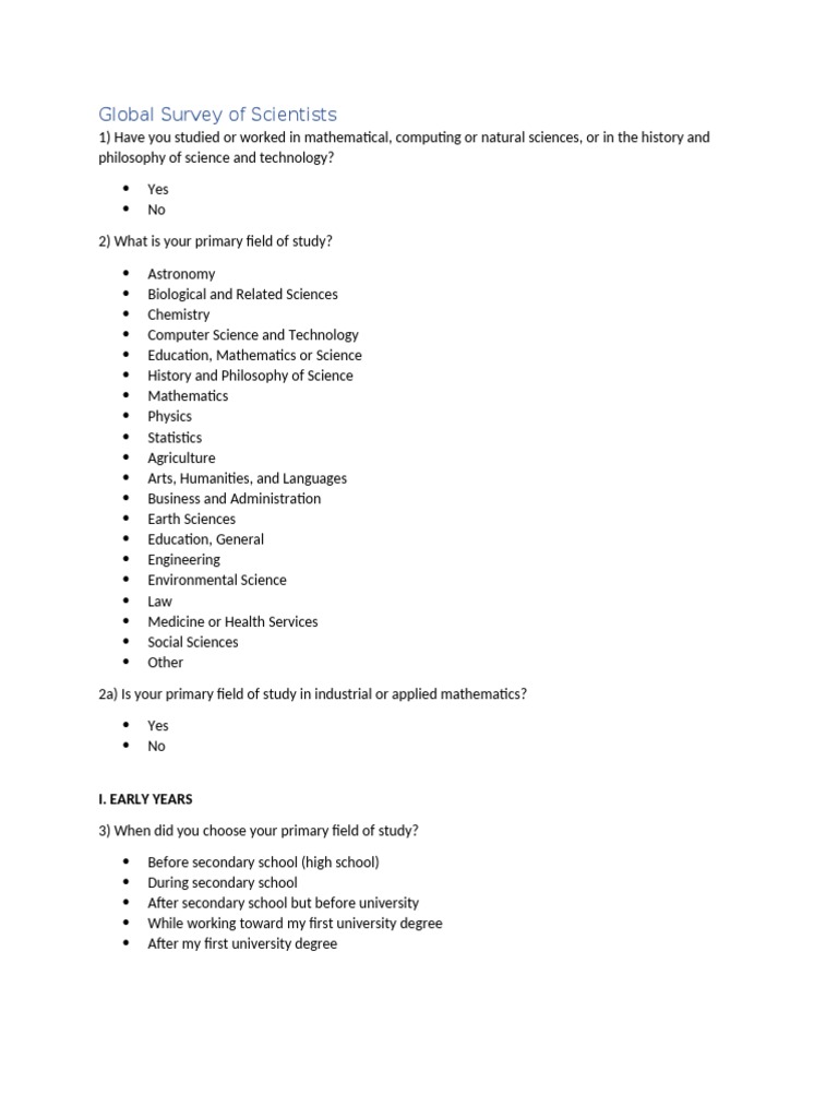 GSS Question List | PDF | Science | Academic Degree