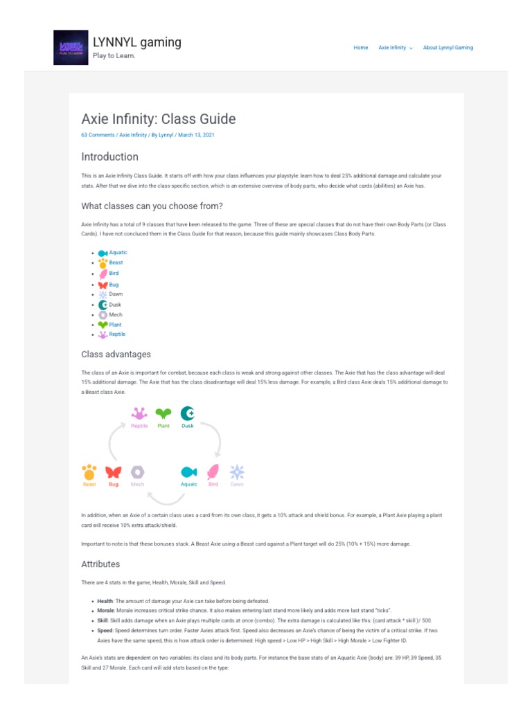 Lynnyl Io Axie Infinity Class Guide | PDF | Insects | Zoology