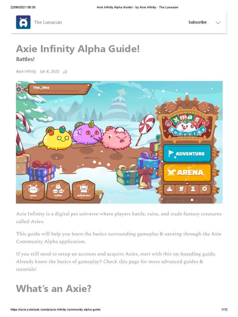 Axie Infinity Alpha Guide! - by Axie Infinity - The Lunacian-1-10 | PDF