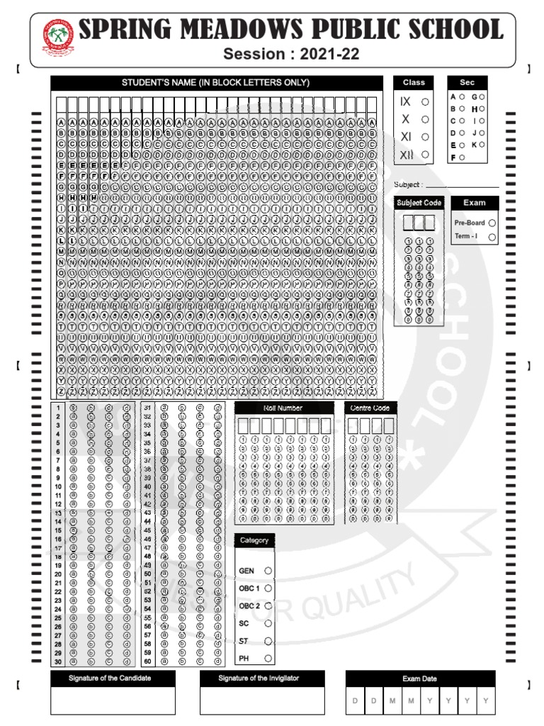 Sample OMR Sheet | PDF